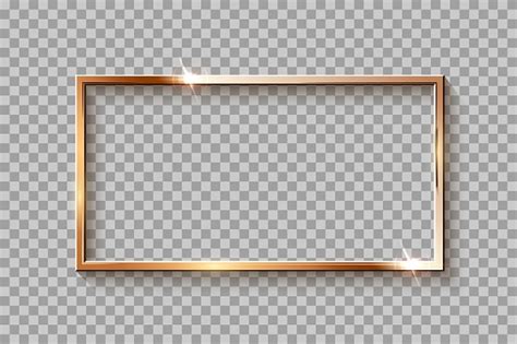 투명 한 배경에 그림을 위한 황금 사각형 프레임입니다 사진 그림 카드 또는 사진을 위한 빈 공간입니다 3d 사실적인 현대 템플릿