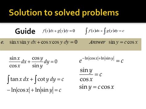 separation of variables solution to solved problems pptx