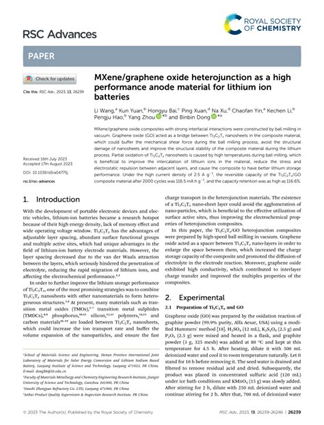 Pdf Mxenegraphene Oxide Heterojunction As A High Performance Anode