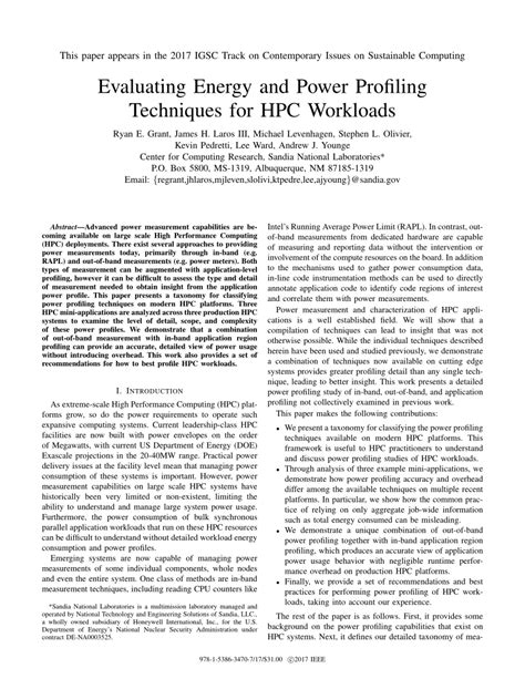 pdf evaluating energy and power profiling techniques for hpc workloads