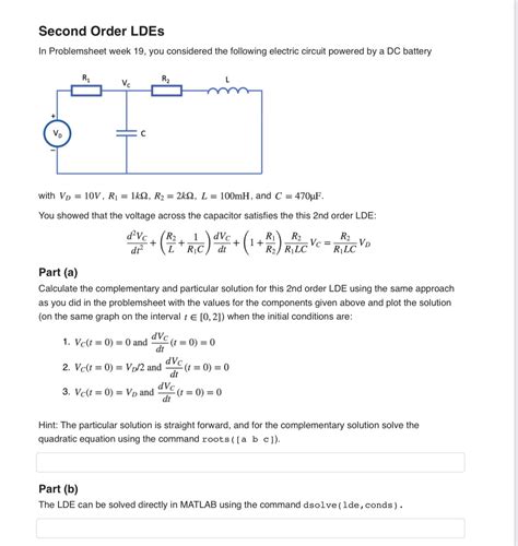 Solved Matlab Second Order Ldesin Problemsheet Week 19 ﻿you