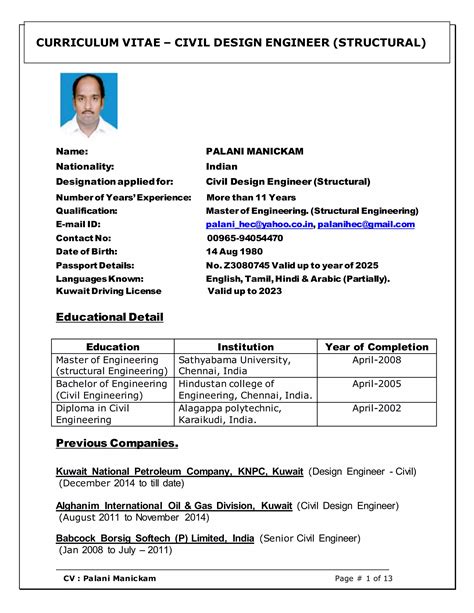 Palani Civil And Structural Engineer Docx