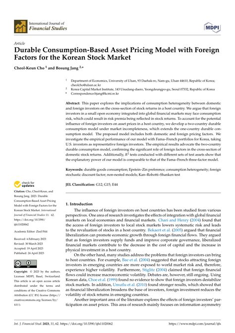 Pdf Durable Consumption Based Asset Pricing Model With Foreign Factors For The Korean Stock Market