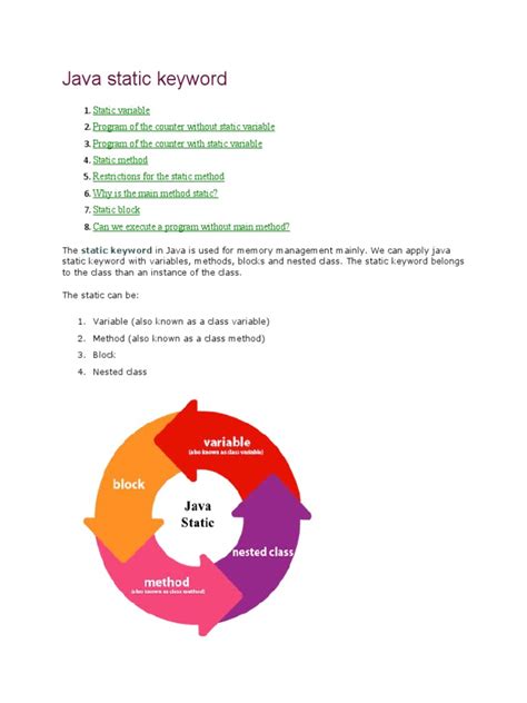 java static keyword pdf method computer programming class