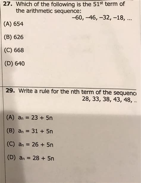 solved 27 which of the following is the 51st term of the
