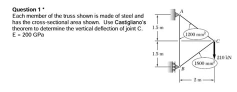 Solved Question 1 Each Member Of The Truss Shown Is Made Of Steel And Has The Cross Sectional