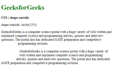 CSS Shape Outside Property GeeksforGeeks