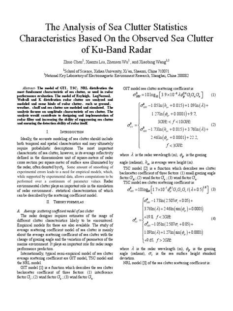 Analysis Sea Clutter Statistics Pdf Radar