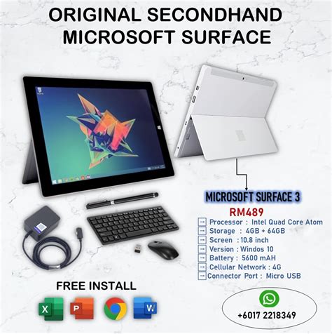 Ready Stock Ori Used Surface 3 4gb 64gb Computers And Tech Desktops On Carousell