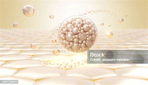 화장품 세럼 피부 세포에 오일 드롭 피부 복구 보습 콜라겐 세럼 피부 세포가 있는 엑소좀 3d 렌더링 엑소좀에 대한 스톡 사진 및 기타 이미지 Istock