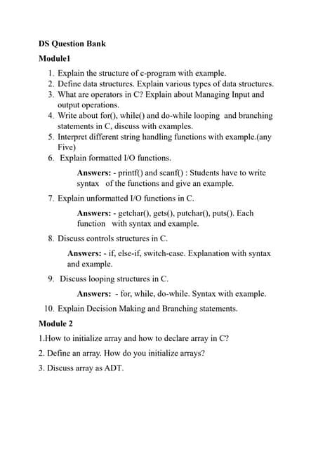 Question Bank Ds Pdf