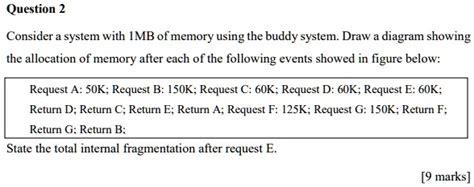 Question 2 Consider A System With 1mb Of Memory Using The Buddy System