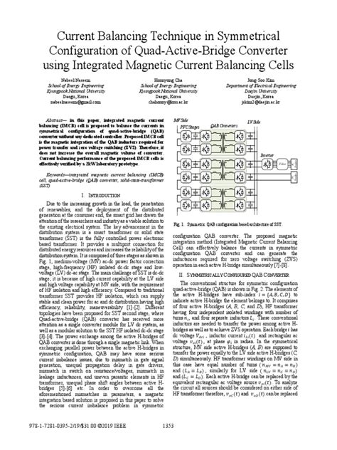 Current Balancing Technique In Symmetrical Configuration Of Quad Active Bridge Converter Using