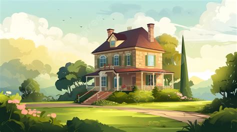 컴퓨터 바탕 화면 Hd에 대한 도로 그림에 만화 집 집 풍경 사진 풍경 집 배경 일러스트 및 사진 무료 다운로드 Pngtree