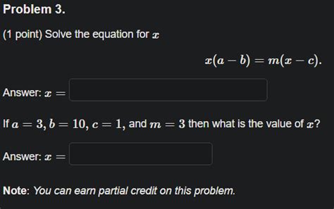 solved problem 3 1 ﻿point ﻿solve the equation for