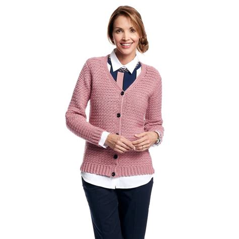 Free Caron Adult Crochet V Neck Cardigan Pattern Yarnspirations Ladies Cardigan Knitting