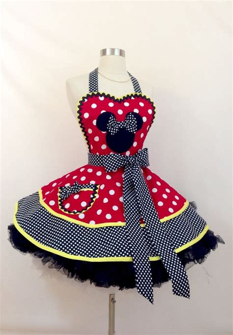 Minnie Mouse Inspired Pin Up Apron Disneybound Costume Apron Retro Apron Womans Apron