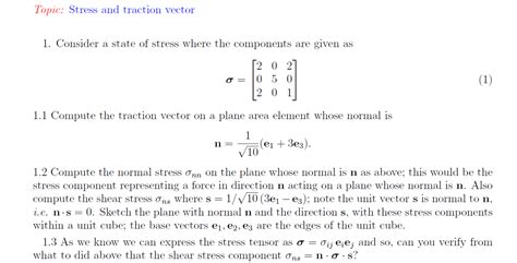 Solved Topic Stress And Traction Vector 1 Consider A State