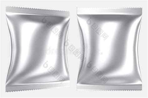 空白零食食品箔包装袋与挂标签矢量图片 包图网企业站