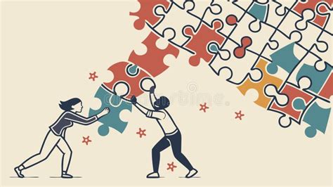 Team Assembling Puzzle On Slope Problem Solving Vector Design Generative Ai Stock Vector
