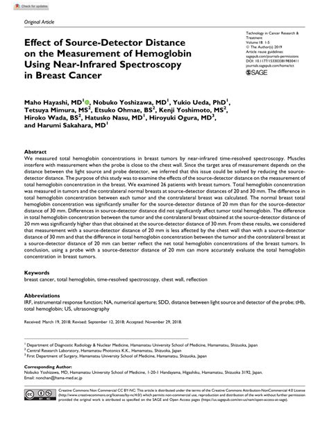 Pdf Effect Of Source Detector Distance On The Measurement Of