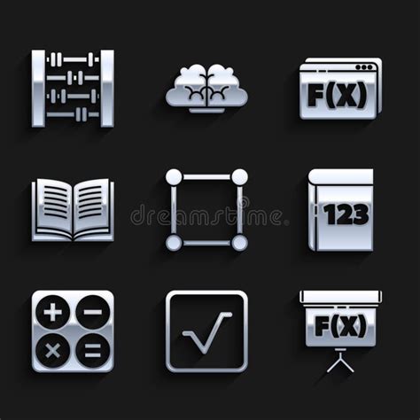 Set Geometric Figure Square Root Chalkboard Book With Word Mathematics Calculator Open Book