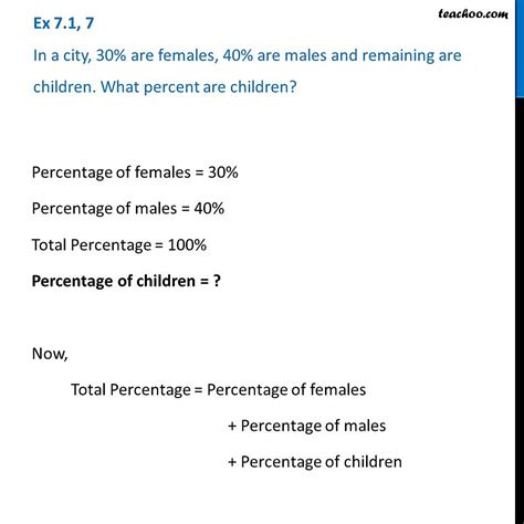 Ex 7 1 7 In A City 30 Are Females 40 Are Males And Remaining