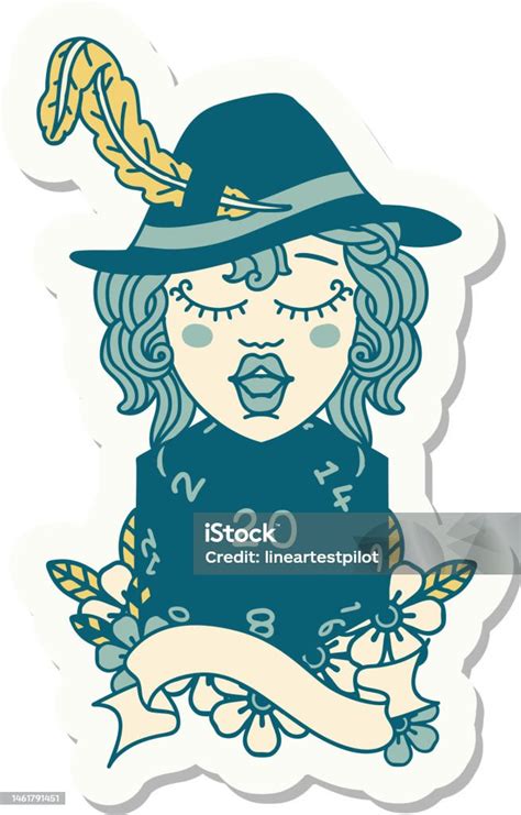 자연 20 주사위 롤을 가진 인간 음유 시인의 스티커 가수에 대한 스톡 벡터 아트 및 기타 이미지 가수 굴리기 깃털 Istock