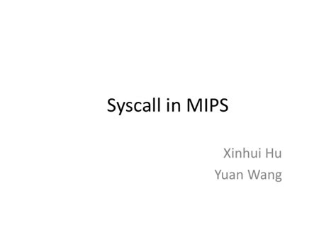 Syscall In Mips