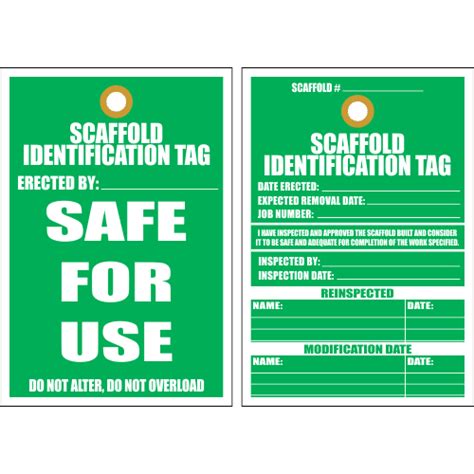 Scaffold Safe To Use Sign Identification Tag Health And Safety Shopping