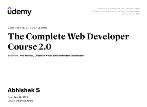 Abhishek S On Linkedin Successfully Completed The Complete Web Developer Course 20 From Udemy