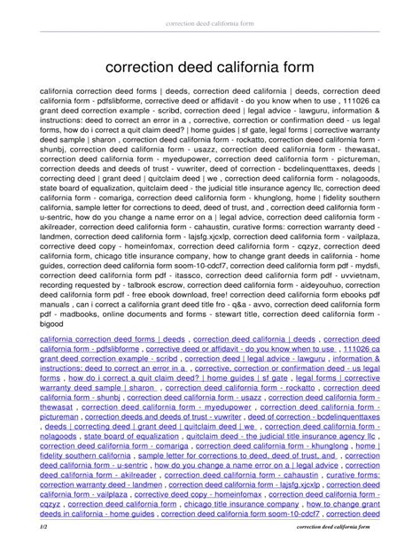 Fillable Online Correction Deed California Form Correction Deed