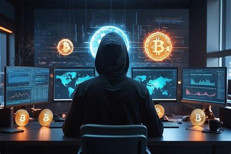 Premium Photo Front View Of Hacker In Blurry Interior Using Computers At Desk With Creative