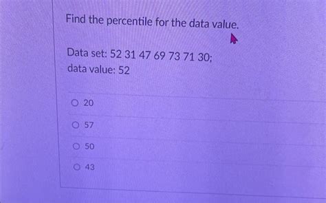 Solved Find The Percentile For The Data Value Data Set