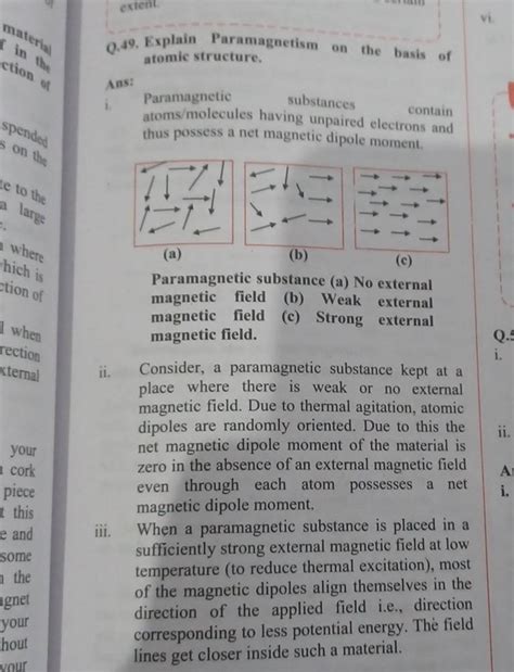 Q 49 Explain Paramagnetism On The Basis Of Atomic Structure Ans I Par