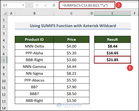 how to use sumifs function with wildcard in excel 3 examples