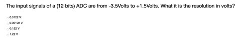 Solved The Input Signals Of A 12 Bits Adc Are From