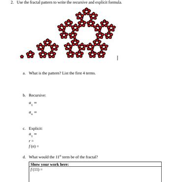 Answered Use The Fractal Pattern To Write The Recursive And Explicit Formula A What Is The