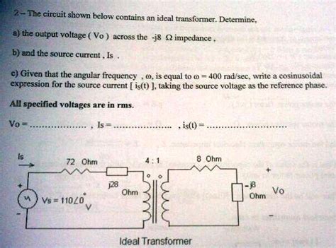 Solved The Circuit Shown Below Contains An Ideal Transformer The Circuit Shown Below Contains