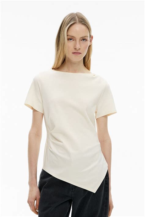 Vanilla Tuck Wide Neck T Shirt Womens Short Sleeve Tops Witchery