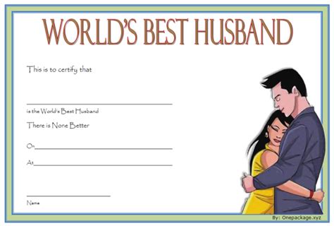 Free Worlds Best Husband Certificate Template 3 Two Package Template