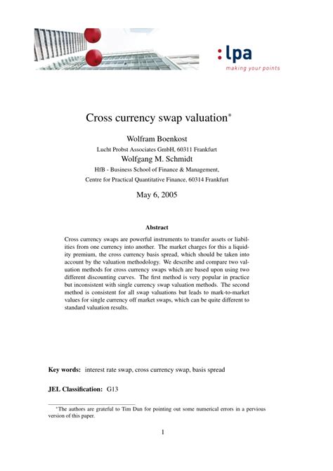 Pdf Cross Currency Swap Valuation