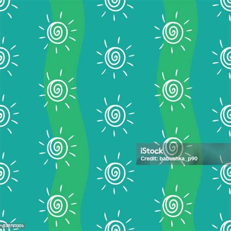 파란과 녹색 줄무늬 배경 그리기 선 패턴 줄무늬 터키석 하늘 배경에 그림 태양입니다 손 그리기 선 패턴 날씨에 대한 스톡 벡터 아트 및 기타 이미지 Istock