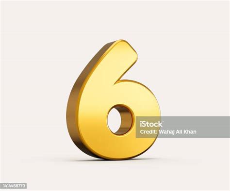 그림자가있는 베이지 색 배경에 고립 된 황금 번호 6 또는 6의 3d 그림 6에 대한 스톡 사진 및 기타 이미지 6 금 금속 금색 Istock