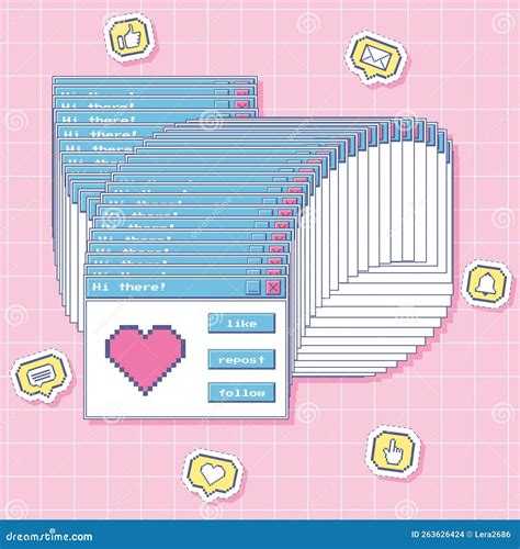 Retro User Interface Elements In Vaporwave Aesthetic 90s 00s Style