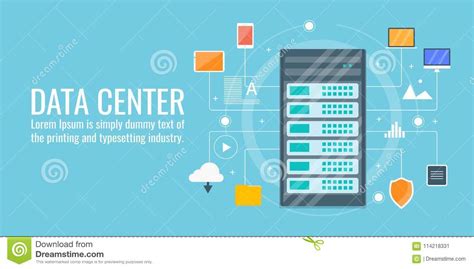 Data Center Cloud Computing Hosting Server Security Networking Technology Concept Stock