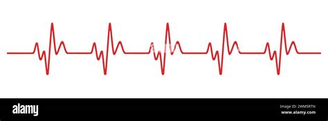 Heart Beat Line Red Healthy Pulse Trace Electrocardiogram Or Ecg
