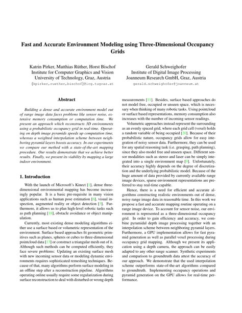 Pdf Fast And Accurate Environment Modeling Using Three Dimensional Occupancy Grids