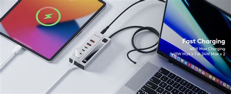 Pulwtop Powered Usb Hub With 72w Adapter 6 In 1 Multiport 2 Usb A 2 Usb C Pd Charging Max