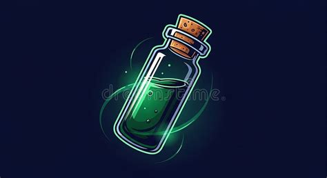 A Stylized Illustration Of A Small Clear Glass Vial Filled With A